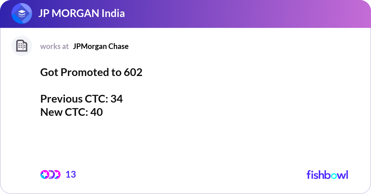 Got Promoted to 602 Previous CTC: 34 New CTC: 40 ... | Fishbowl