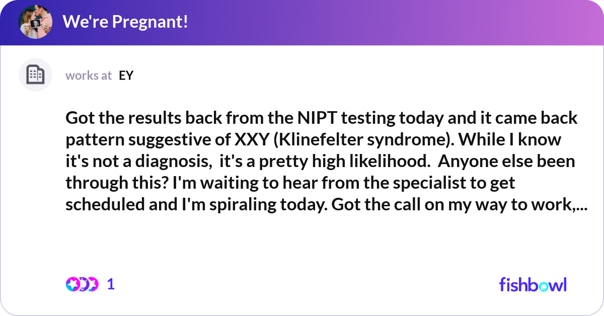 Got the results back from the NIPT testing today a... | Fishbowl