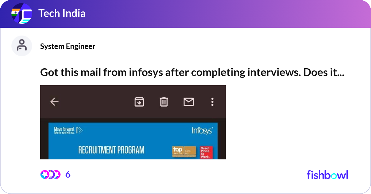 Got this mail from infosys after completing interv... | Fishbowl