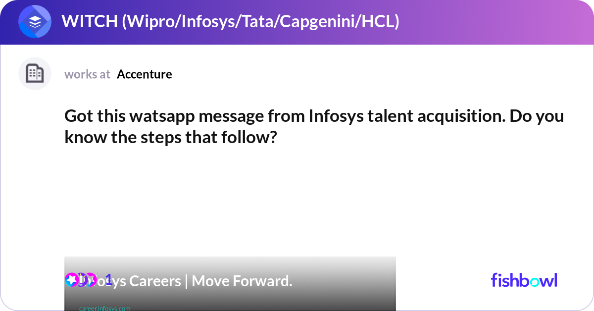 Got this watsapp message from Infosys talent acqui... | Fishbowl