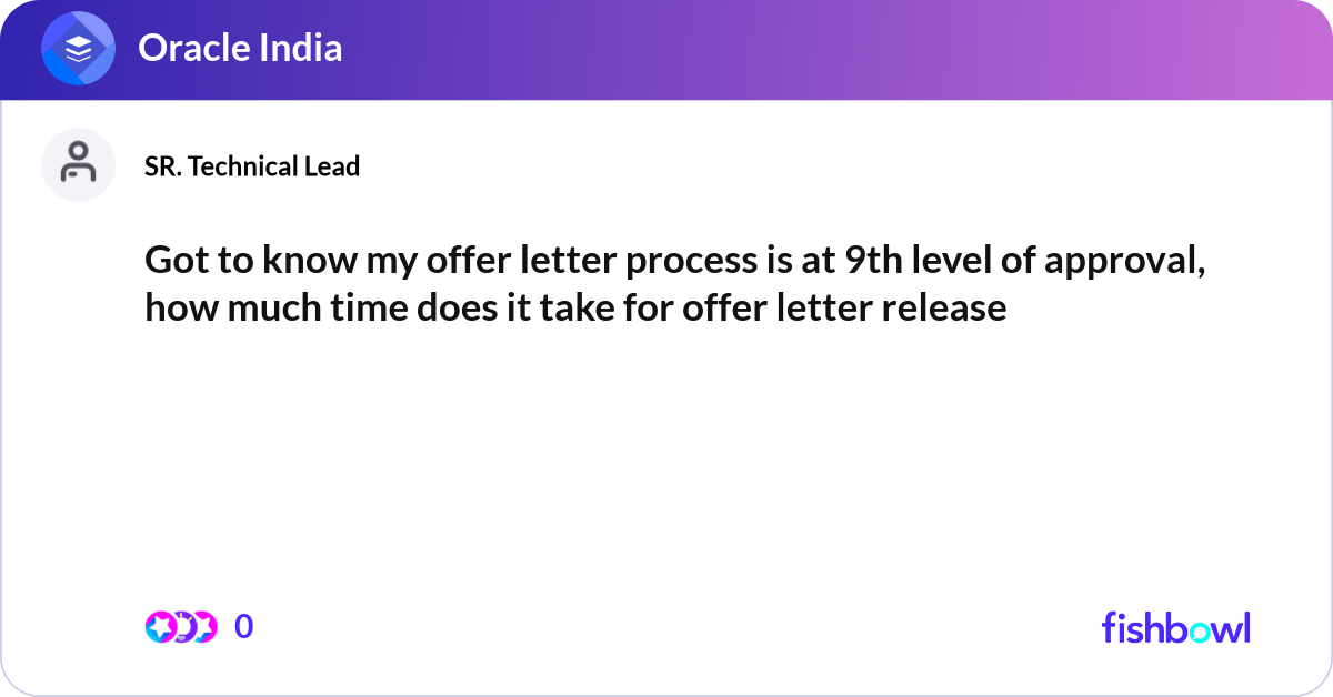 Got to know my offer letter process is at 9th leve... | Fishbowl