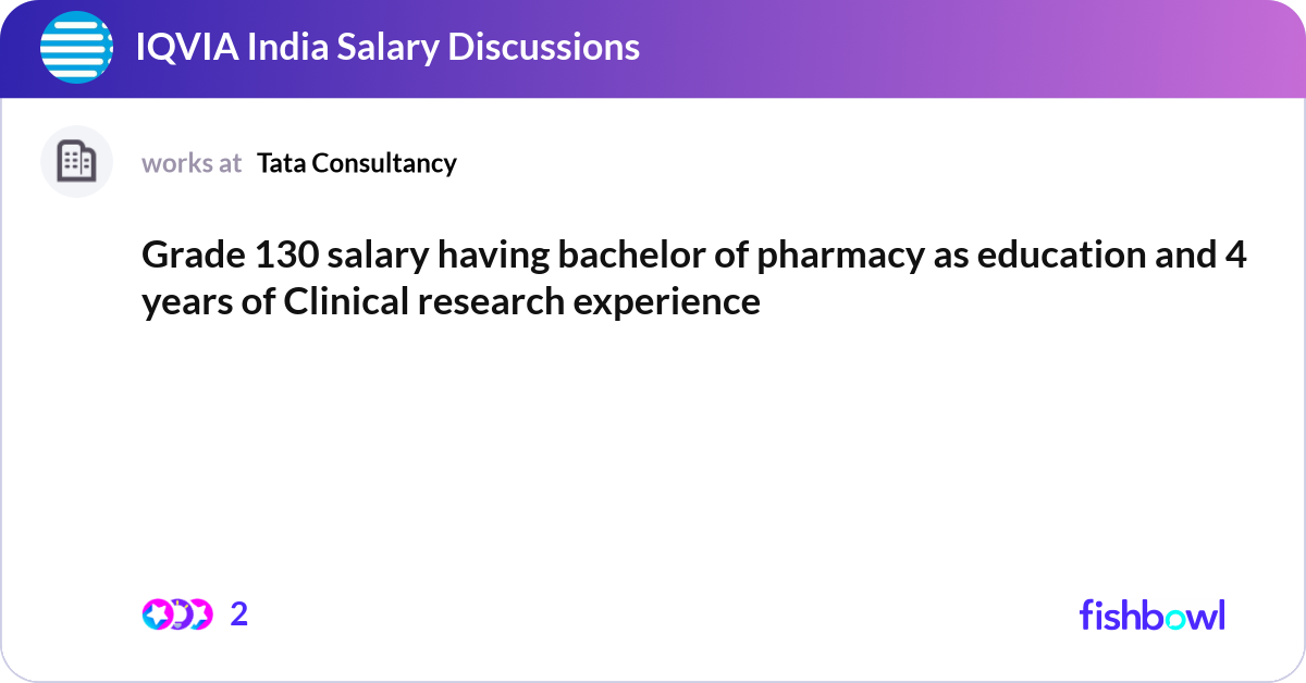 Grade 130 salary having bachelor of pharmacy as ed... | Fishbowl