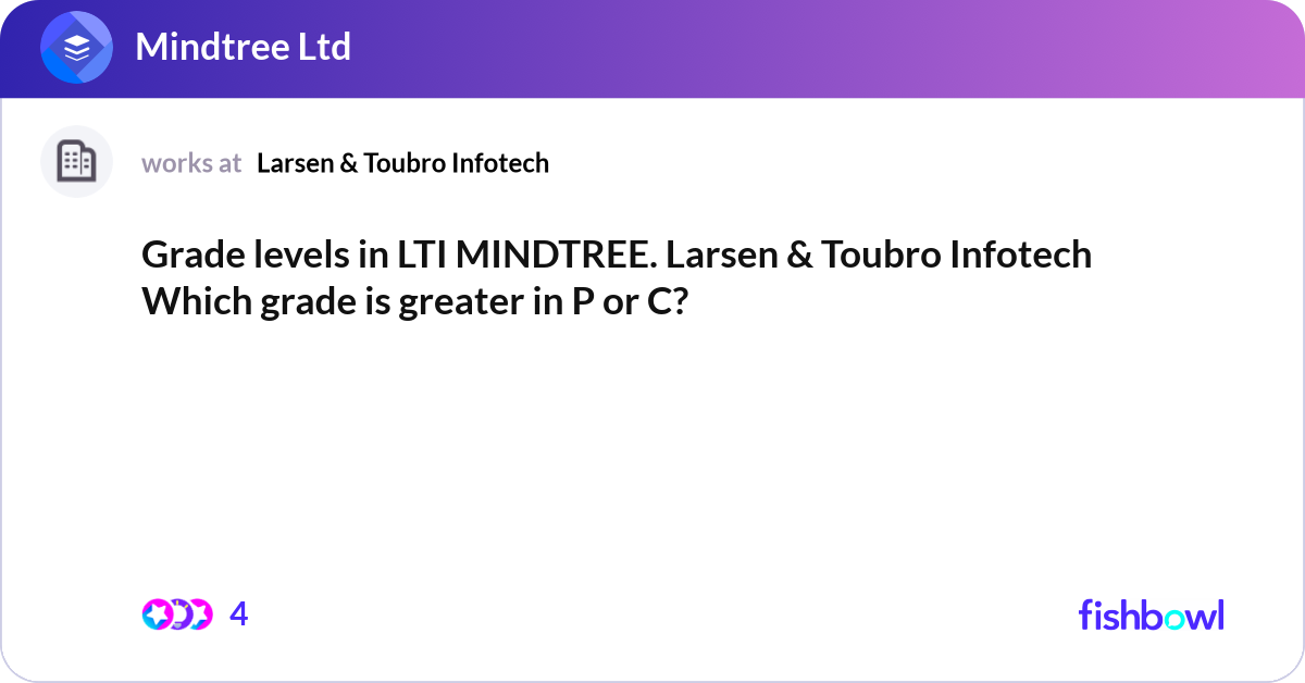 Grade levels in LTI MINDTREE. Larsen & Toubro Info... | Fishbowl