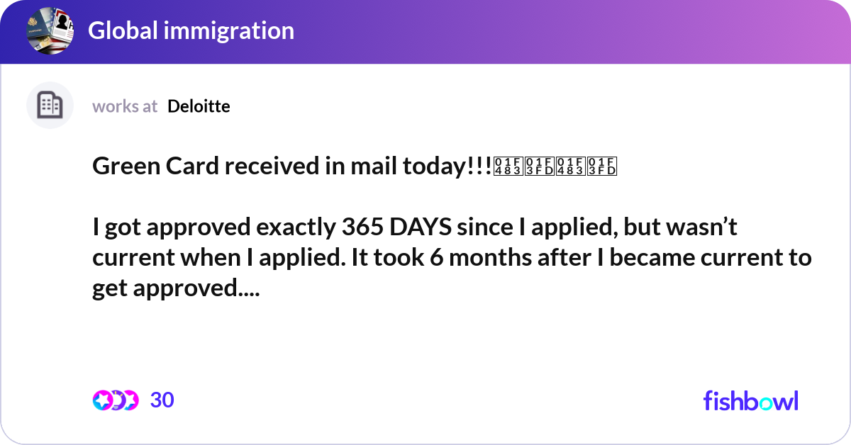 Green Card received in mail today!!!💃🏽💃🏽 I go... | Fishbowl