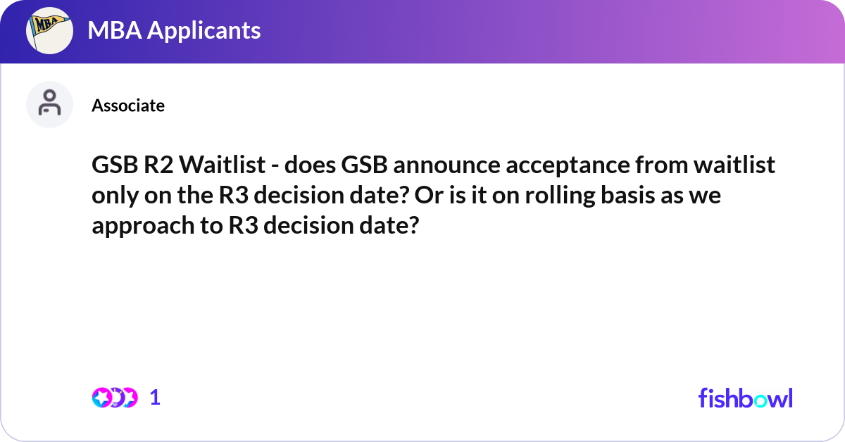 GSB R2 Waitlist - does GSB announce acceptance fro... | Fishbowl