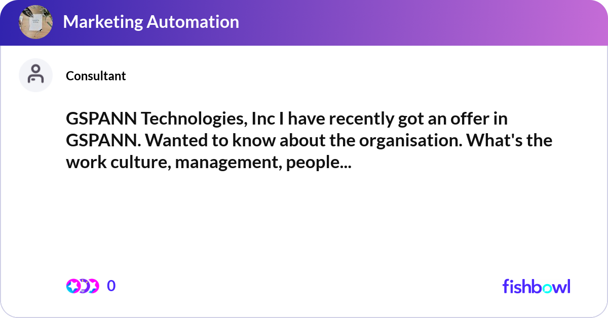 GSPANN Technologies, Inc I have recently got an of... | Fishbowl