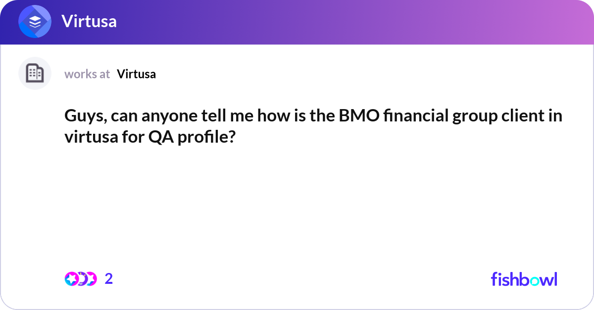 Guys, can anyone tell me how is the BMO financial ... | Fishbowl