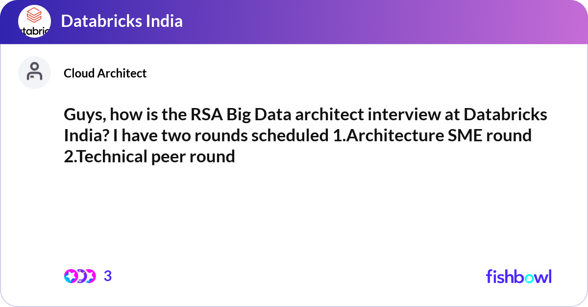 Guys, how is the RSA Big Data architect interview ... | Fishbowl