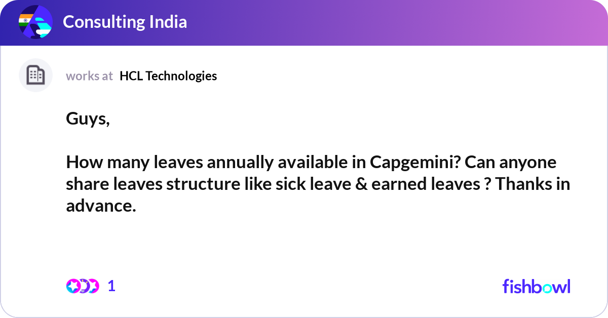 Guys, How many leaves annually available in Capge... | Fishbowl