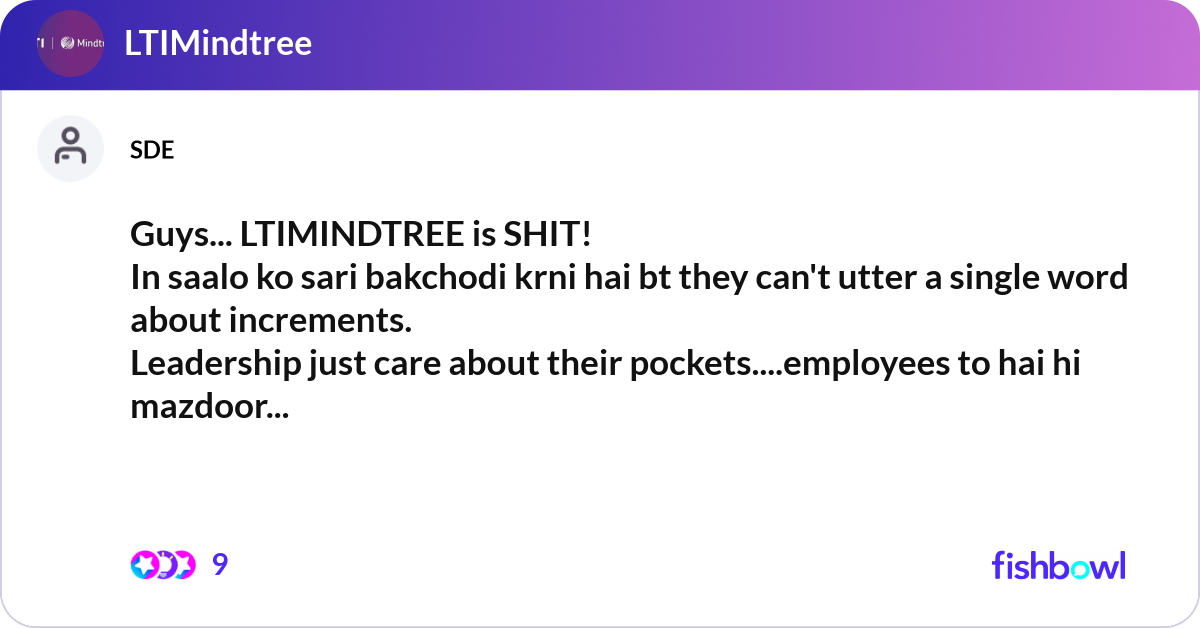 Guys... LTIMINDTREE is SHIT! In saalo ko sari bakc... | Fishbowl