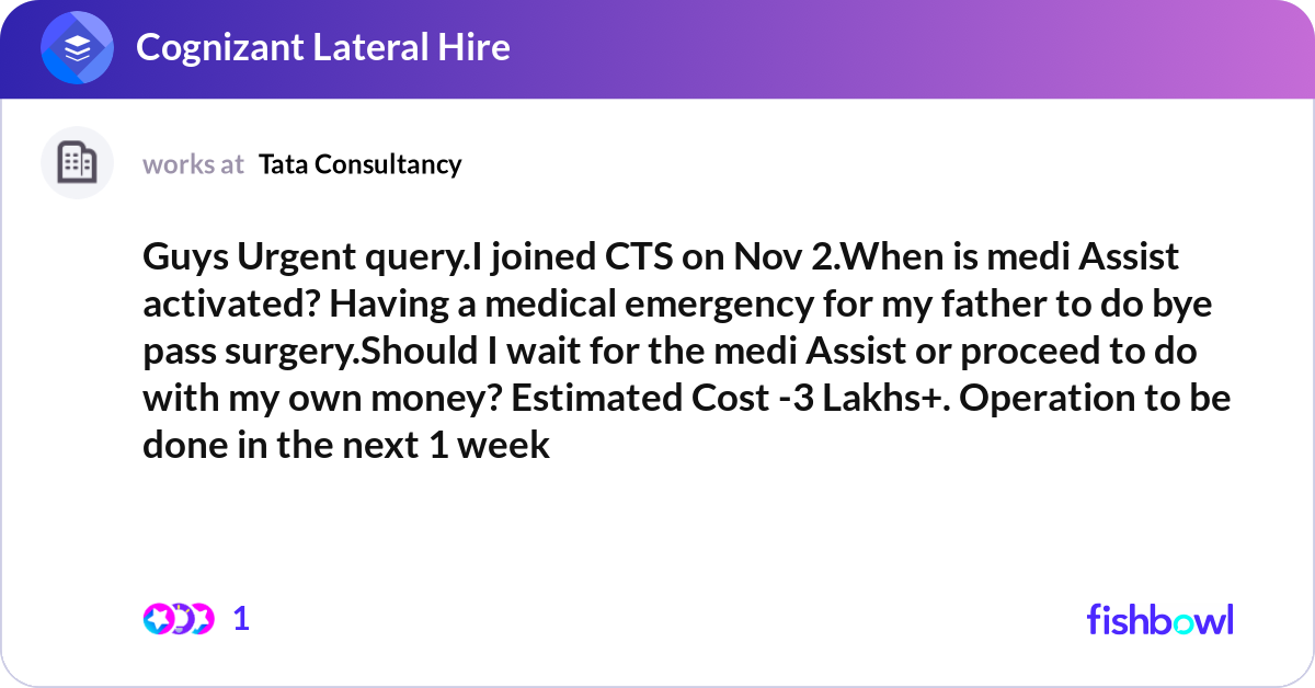 Guys Urgent query.I joined CTS on Nov 2.When is me... | Fishbowl