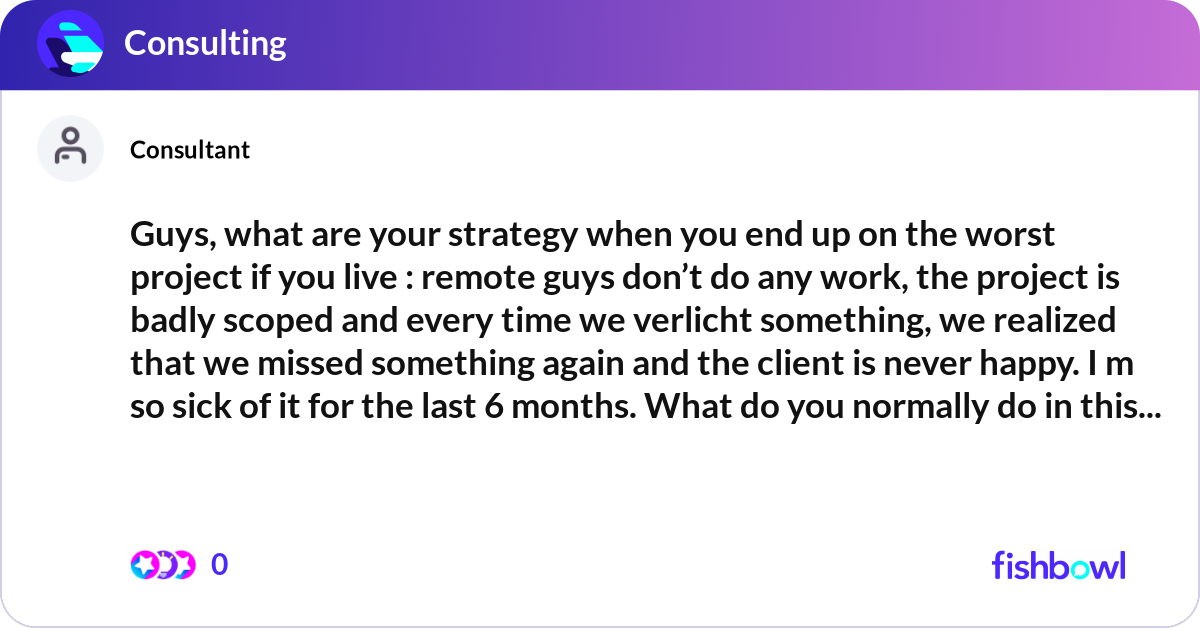 Guys, what are your strategy when you end up on th... | Fishbowl