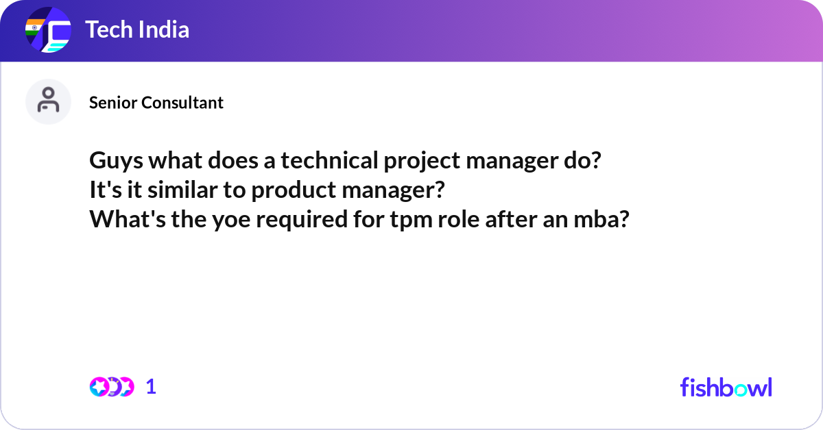 Guys what does a technical project manager do? It'... | Fishbowl