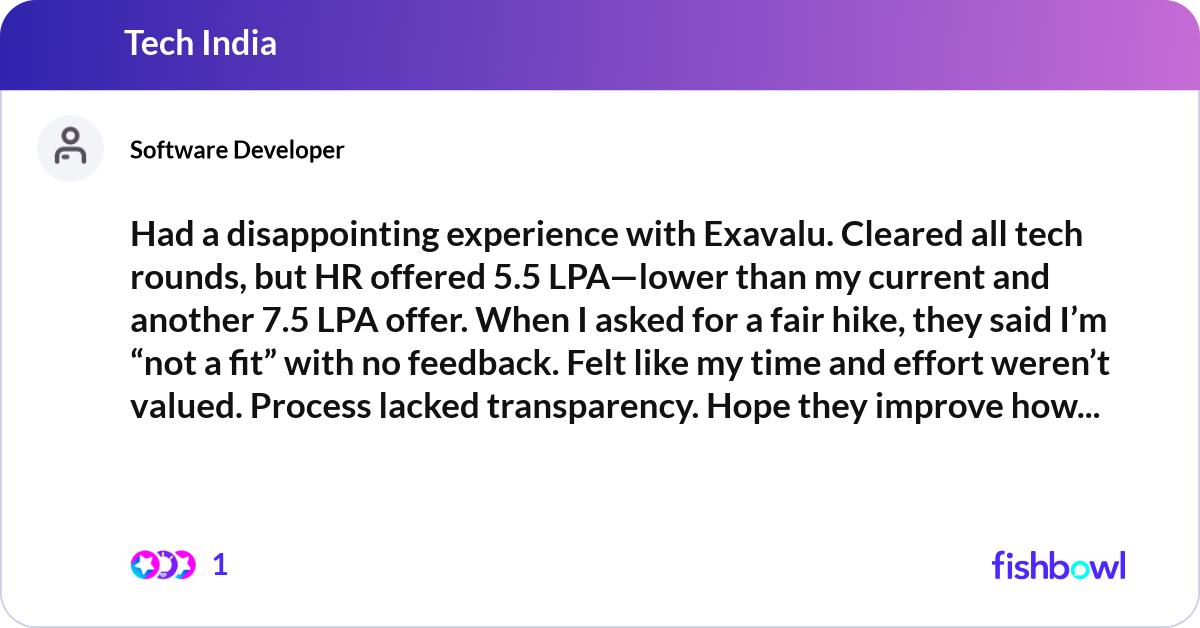 Had a disappointing experience with Exavalu. Clear... | Fishbowl