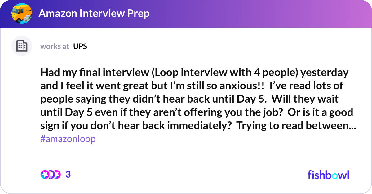 Had my final interview (Loop interview with 4 peop... | Fishbowl
