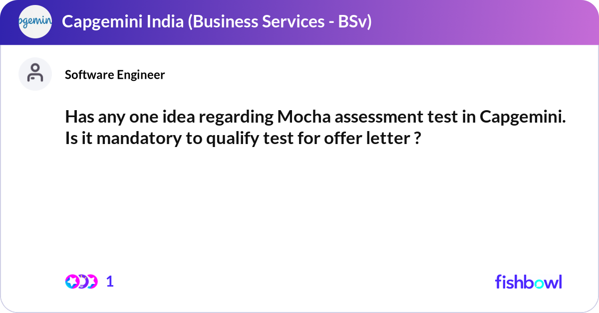 Has any one idea regarding Mocha assessment test i... | Fishbowl