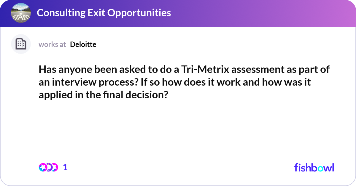 Has anyone been asked to do a Tri-Metrix assessmen... | Fishbowl