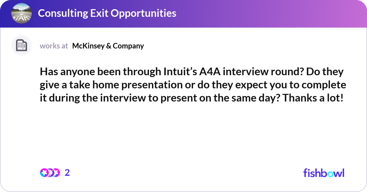 Has anyone been through Intuit’s A4A interview rou... | Fishbowl