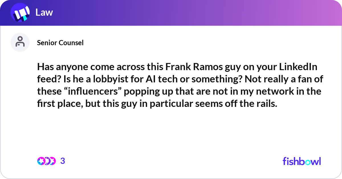 Has anyone come across this Frank Ramos guy on you... | Fishbowl