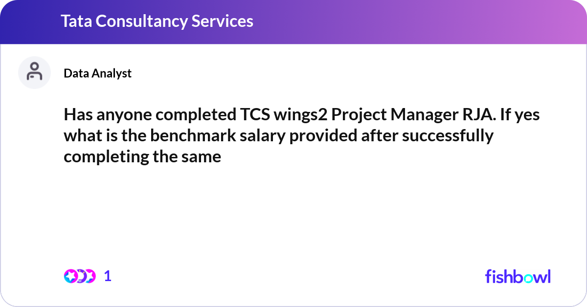 Has anyone completed TCS wings2 Project Manager RJ... | Fishbowl