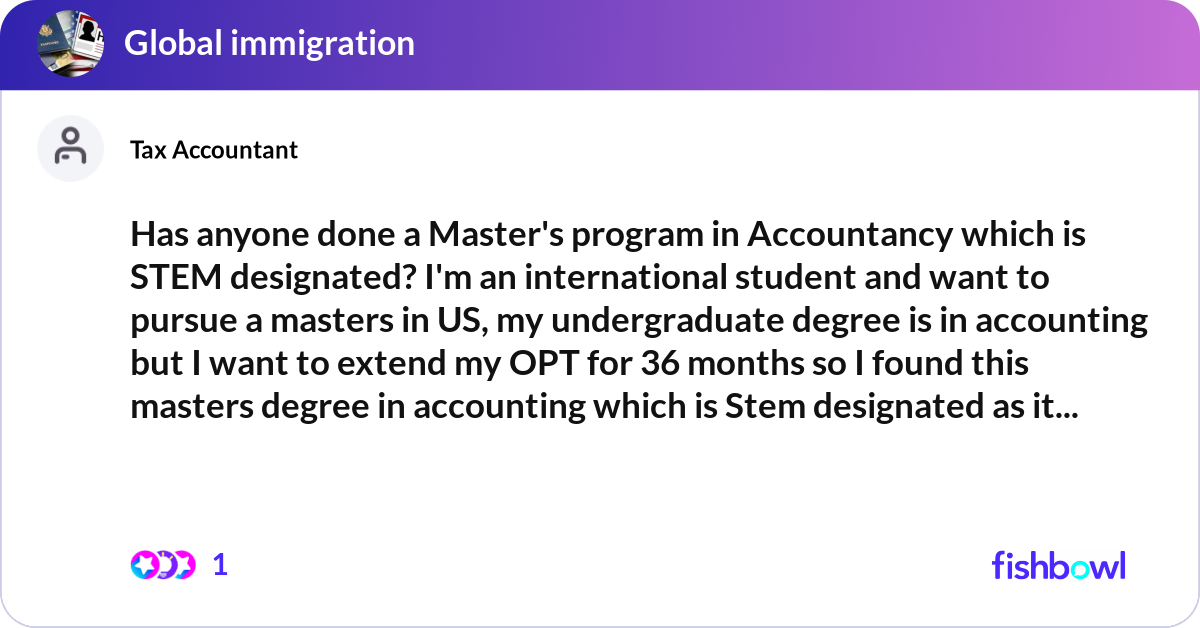Has anyone done a Master's program in Accountancy ... | Fishbowl