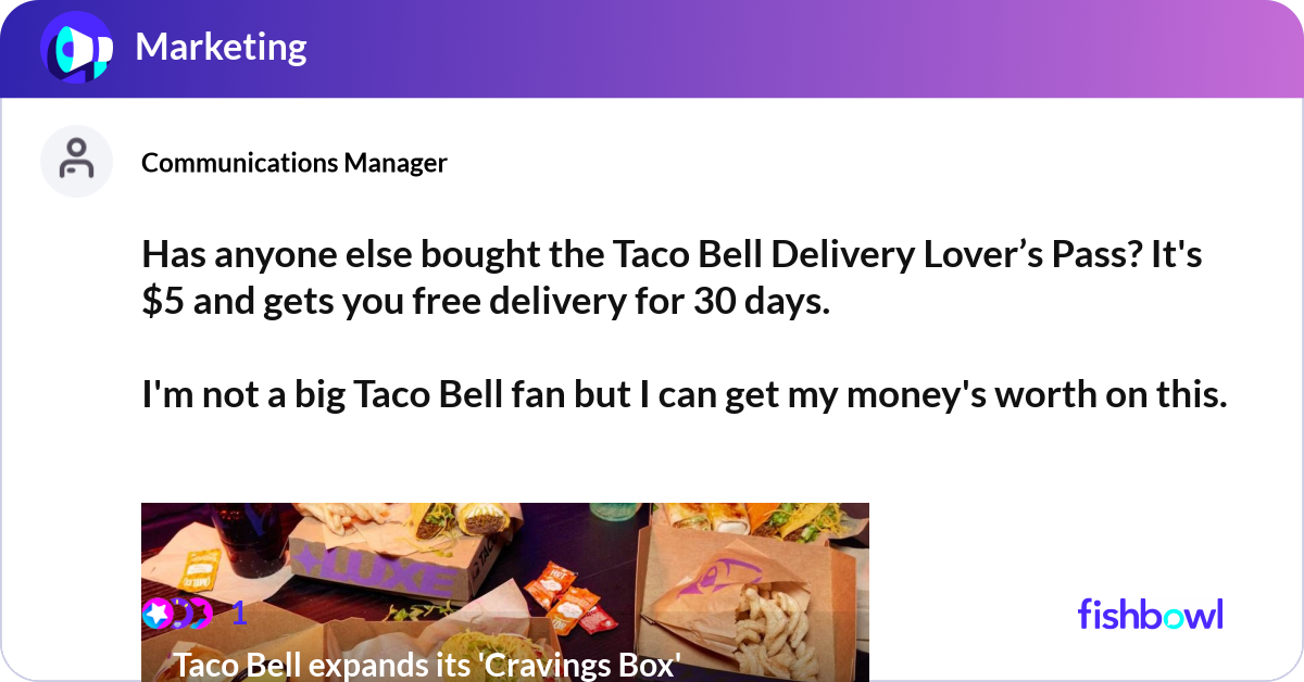 Has anyone else bought the Taco Bell Delivery Love... | Fishbowl