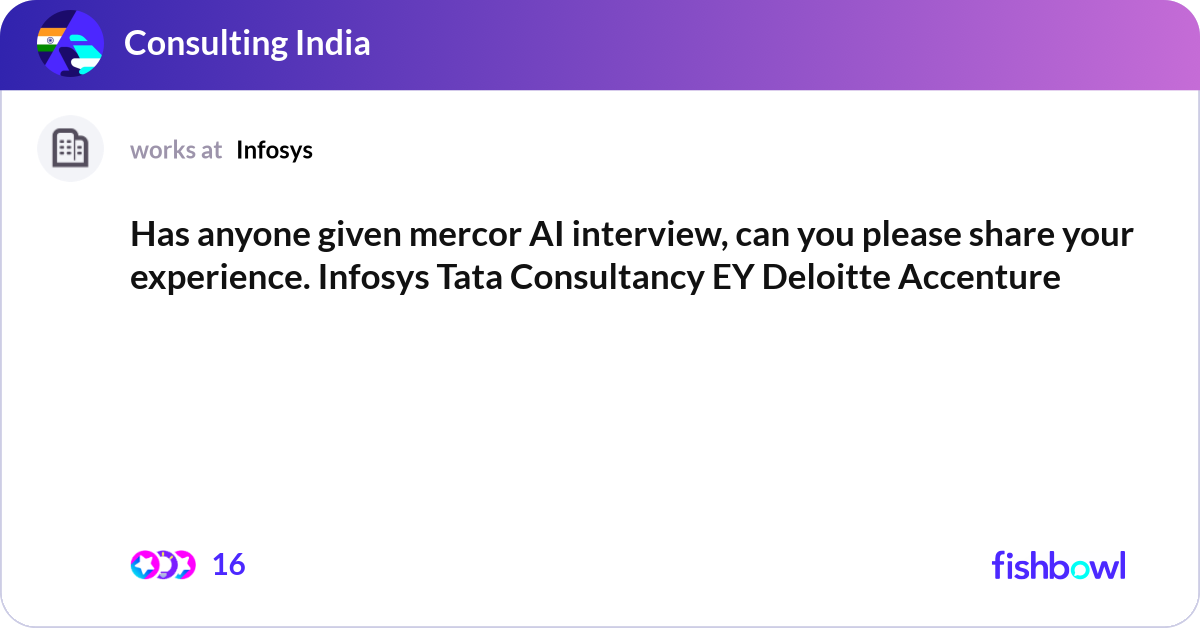 Has anyone given mercor AI interview, can you plea... | Fishbowl