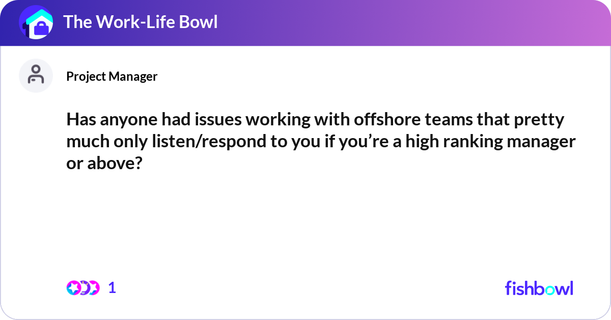 Has anyone had issues working with offshore teams ... | Fishbowl