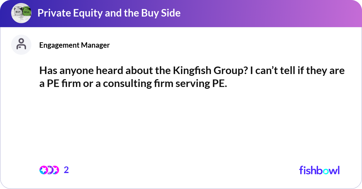 Has anyone heard about the Kingfish Group? I can’t... | Fishbowl