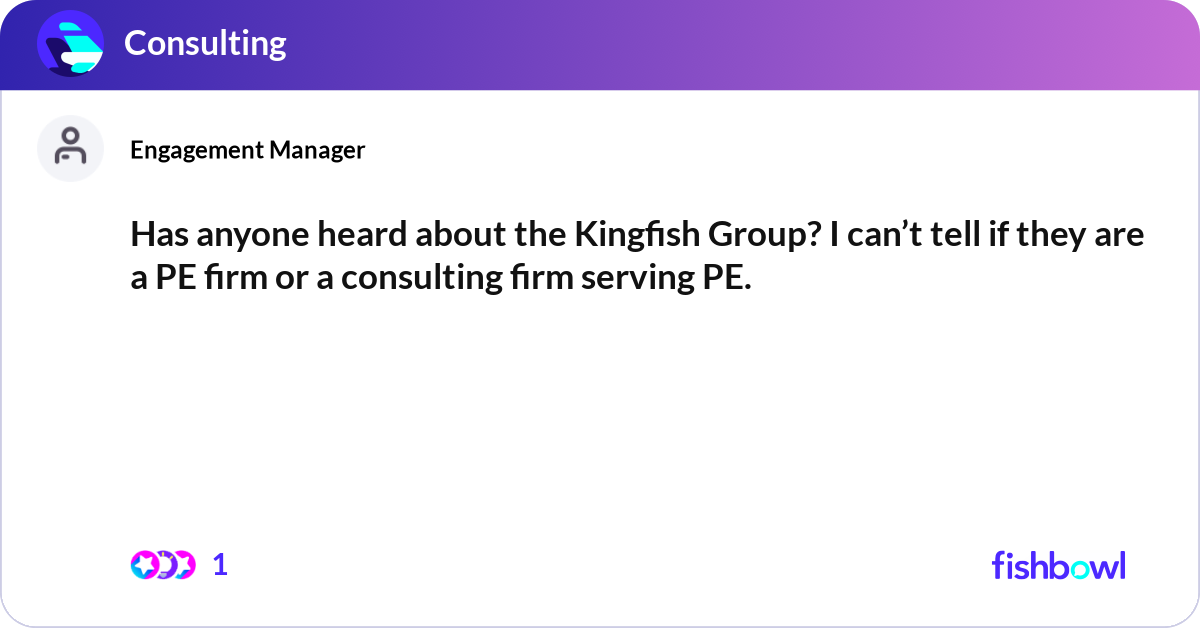 Has anyone heard about the Kingfish Group? I can’t... | Fishbowl