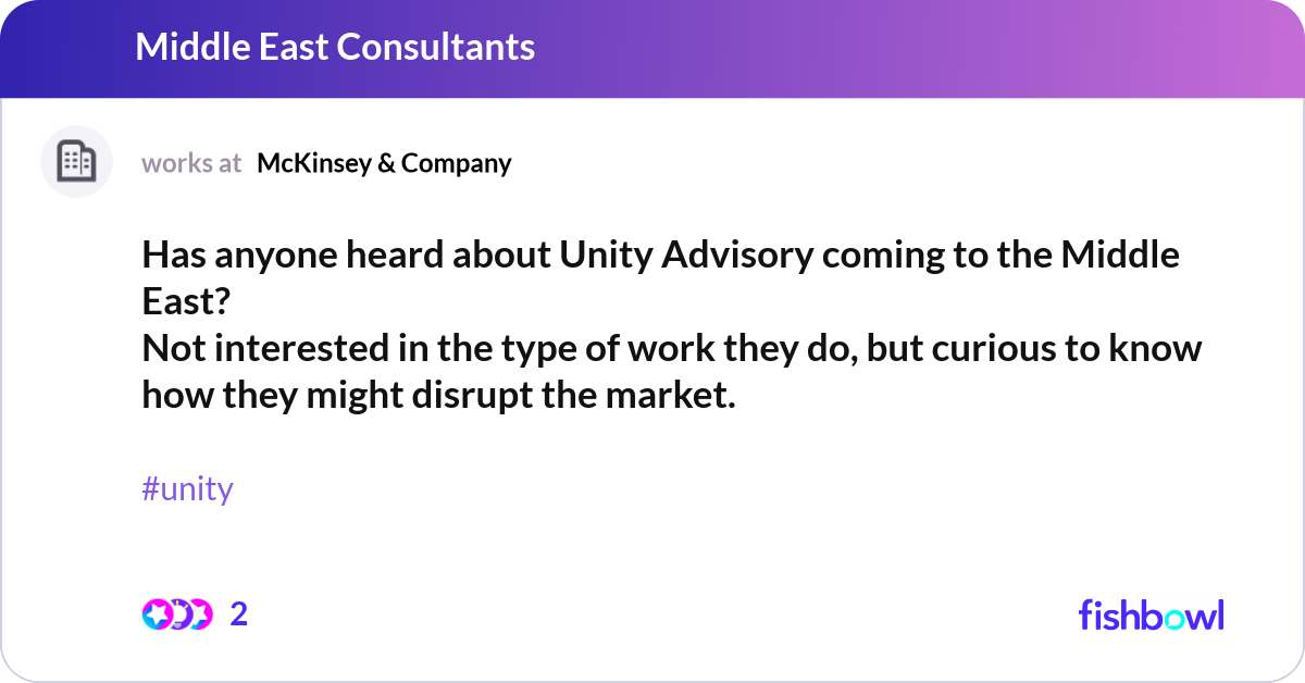 Has anyone heard about Unity Advisory coming to th... | Fishbowl
