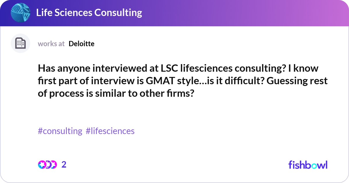 Has anyone interviewed at LSC lifesciences consult... | Fishbowl