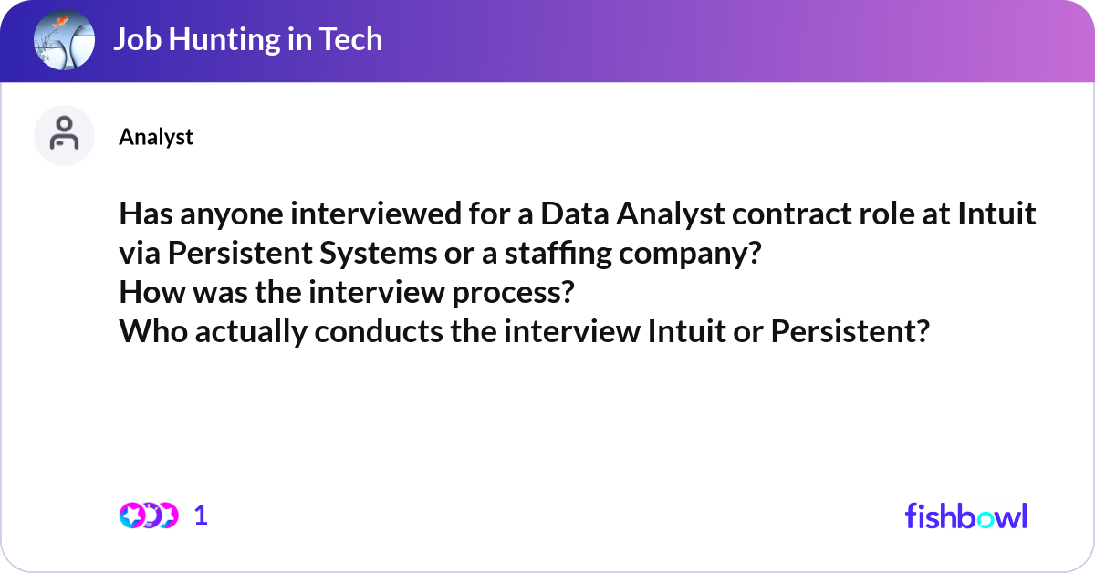 Has anyone interviewed for a Data Analyst contract... | Fishbowl