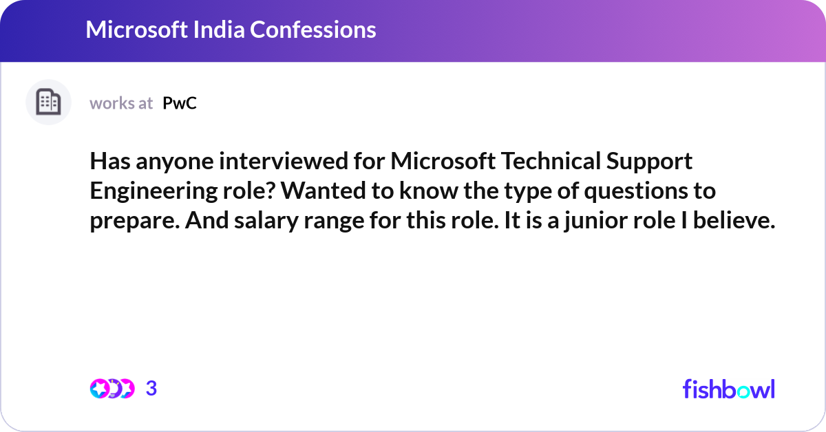 Has anyone interviewed for Microsoft Technical Sup... | Fishbowl