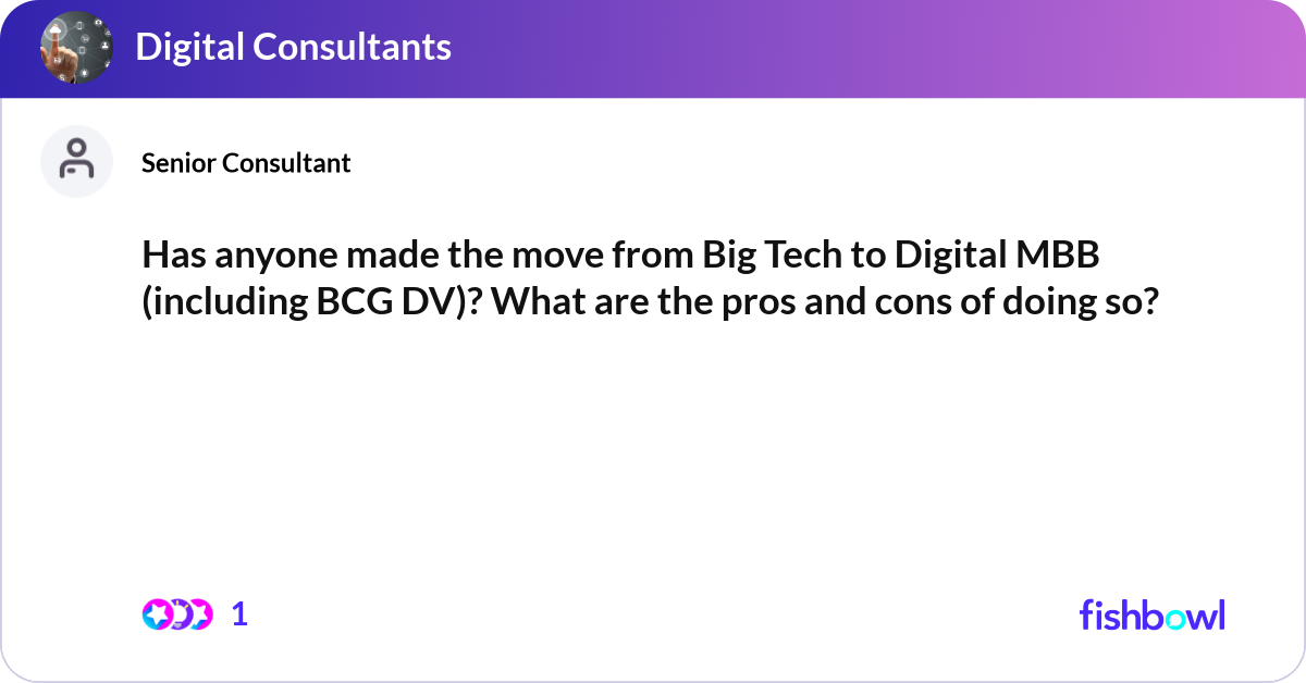 Has anyone made the move from Big Tech to Digital ... | Fishbowl