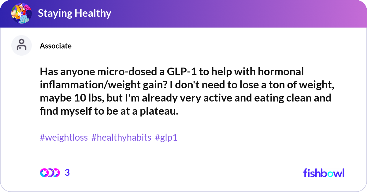 Has anyone micro-dosed a GLP-1 to help with hormon... | Fishbowl