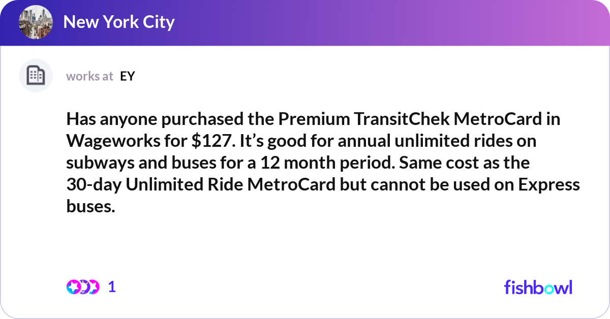 Has anyone purchased the Premium TransitChek Metro... | Fishbowl