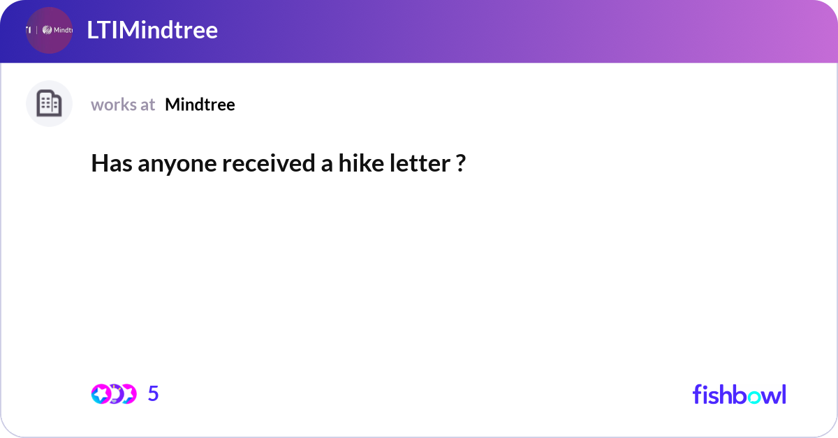 Has anyone received a hike letter ? | Fishbowl