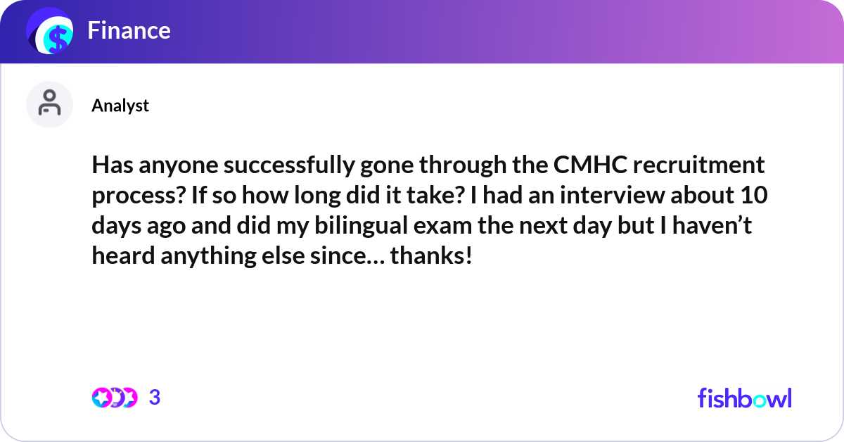 Has anyone successfully gone through the CMHC recr... | Fishbowl
