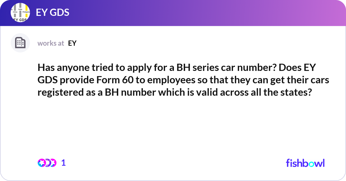 Has anyone tried to apply for a BH series car numb... | Fishbowl