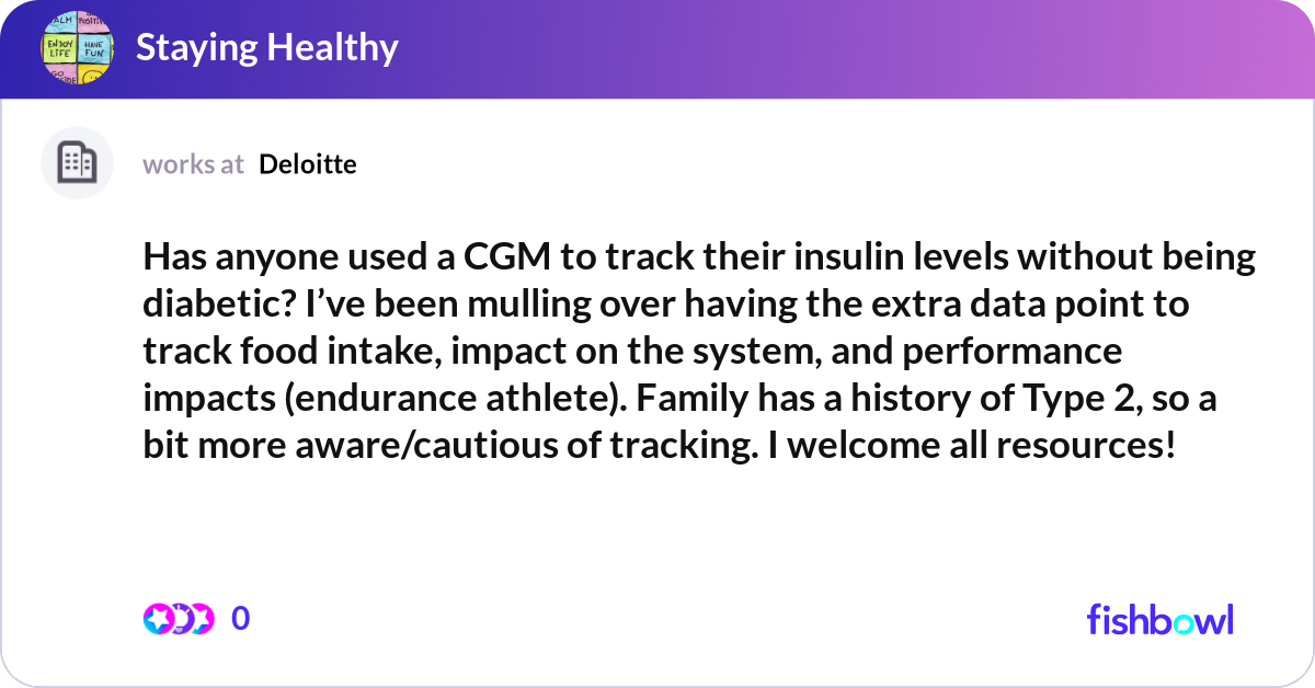 Has anyone used a CGM to track their insulin level... | Fishbowl