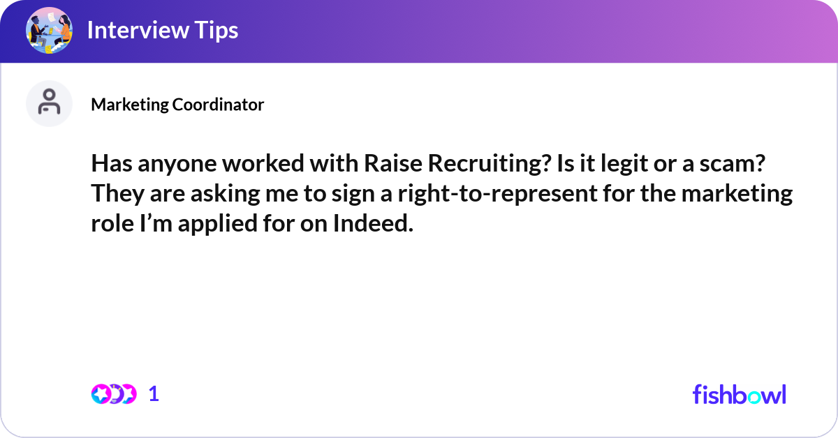 Has anyone worked with Raise Recruiting? Is it leg... | Fishbowl