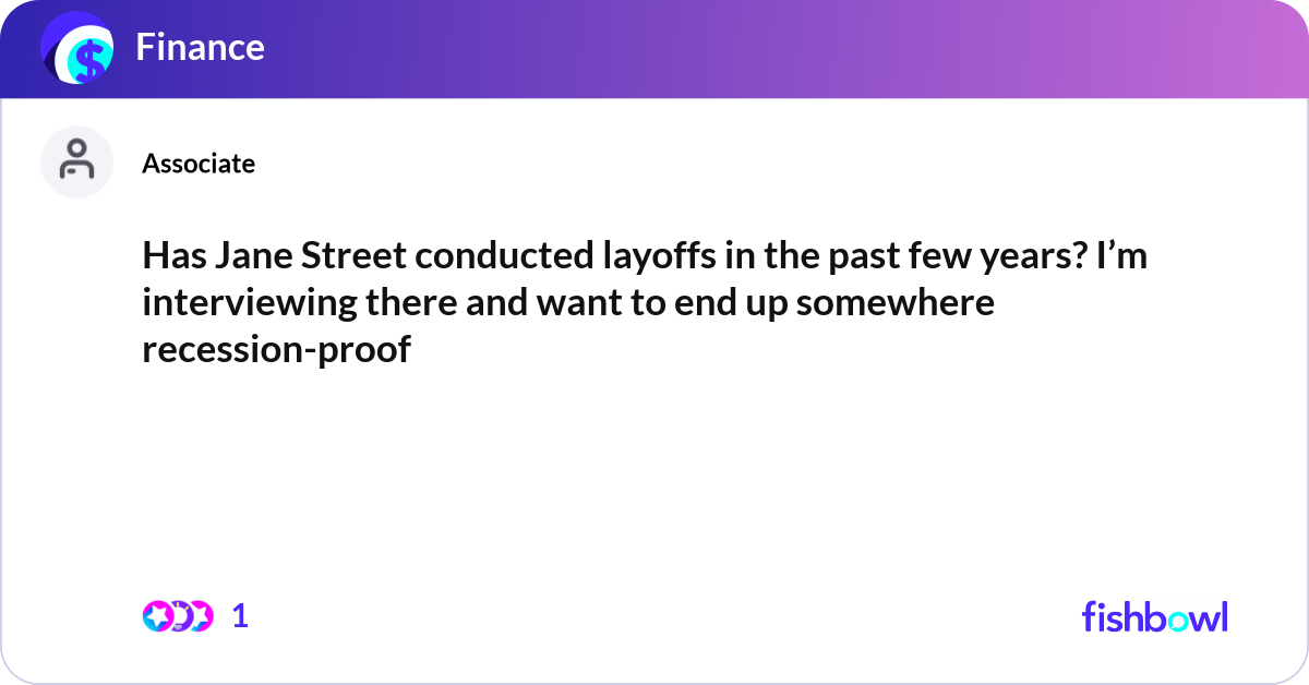 Has Jane Street conducted layoffs in the past few ... | Fishbowl