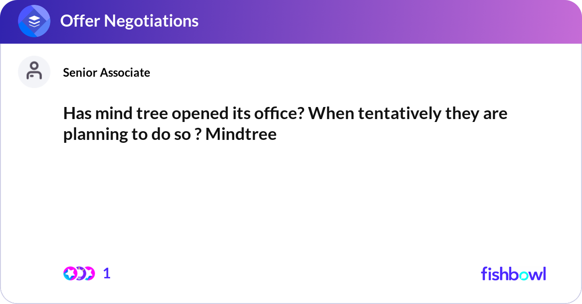 Has mind tree opened its office? When tentatively ... | Fishbowl