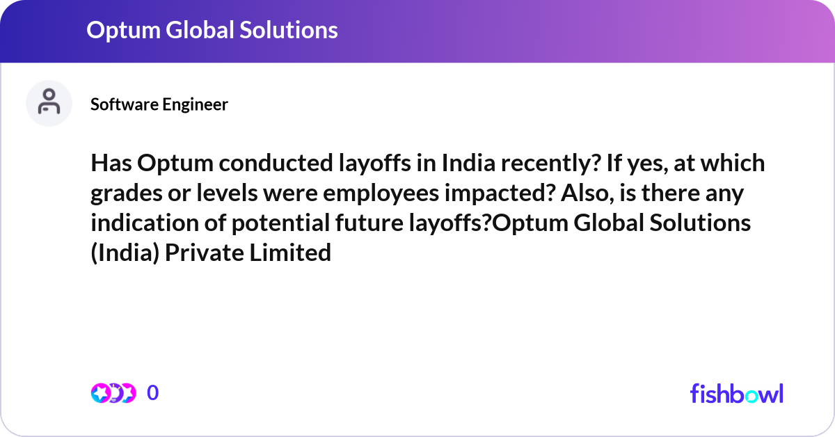 Has Optum conducted layoffs in India recently? If ... | Fishbowl