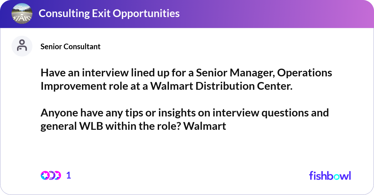 Have an interview lined up for a Senior Manager, O... | Fishbowl