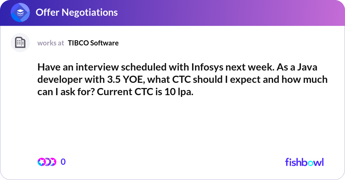 Have an interview scheduled with Infosys next week... | Fishbowl