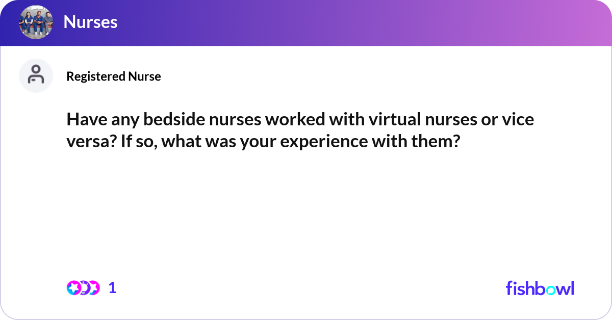 Have any bedside nurses worked with virtual nurses... | Fishbowl
