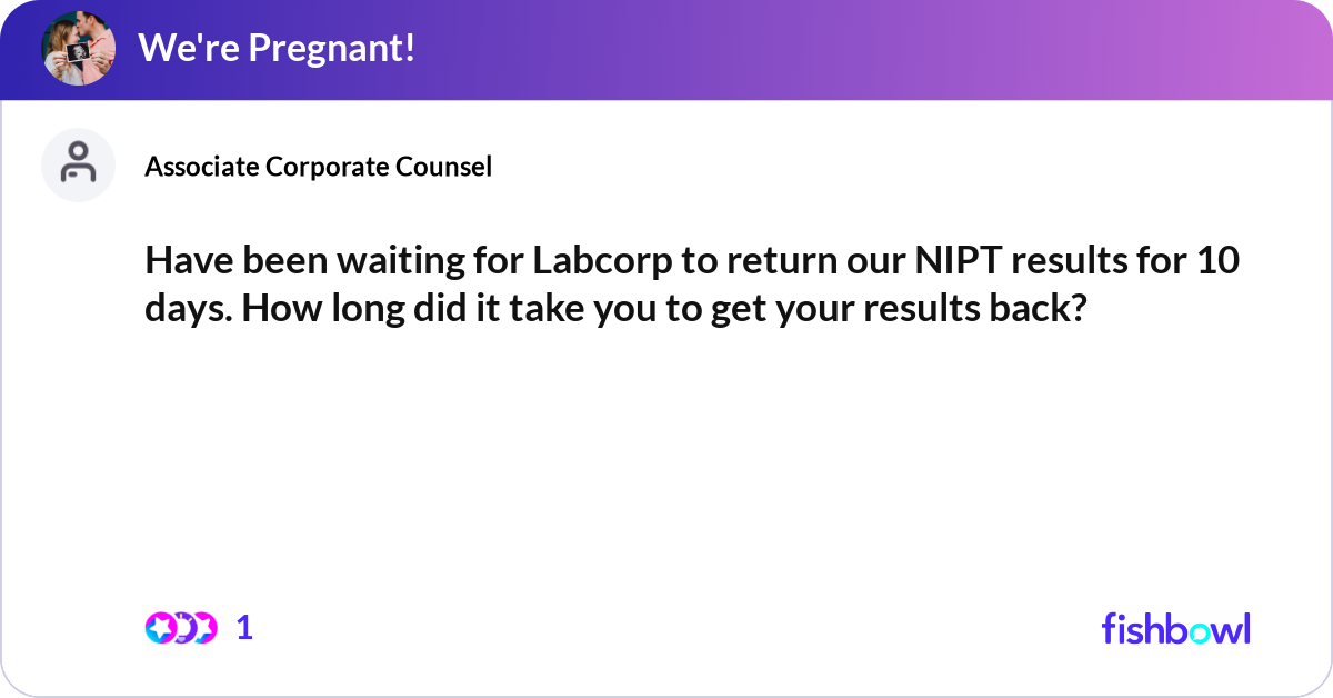 Have been waiting for Labcorp to return our NIPT r... | Fishbowl