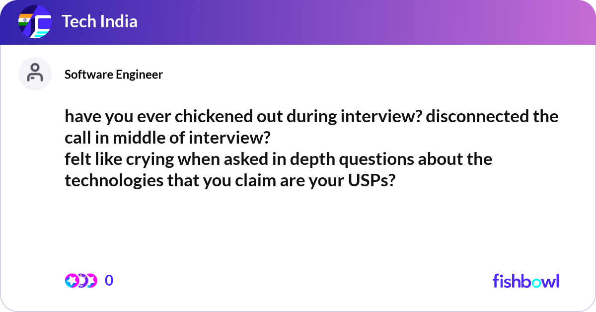 have you ever chickened out during interview? disc... | Fishbowl